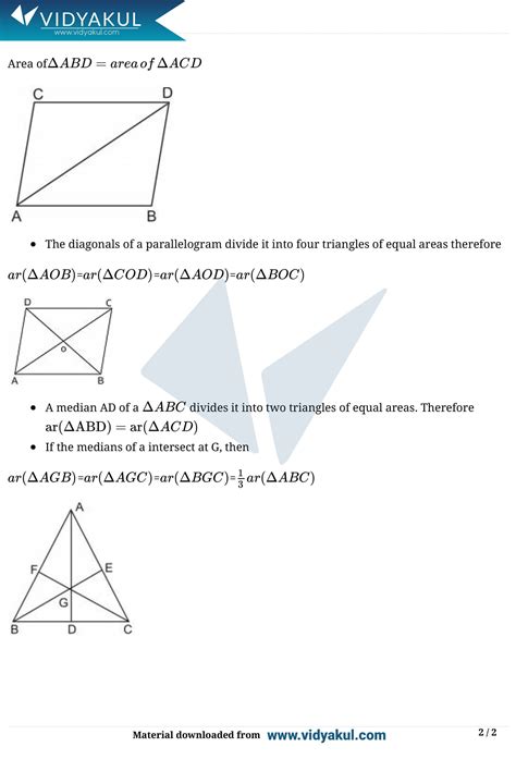 Class 9th Math Areas Of Parallelograms And Triangles Ncert Notes Cbse 2023