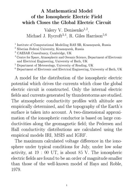 Pdf A Mathematical Model Of The Ionospheric Electric Field Which
