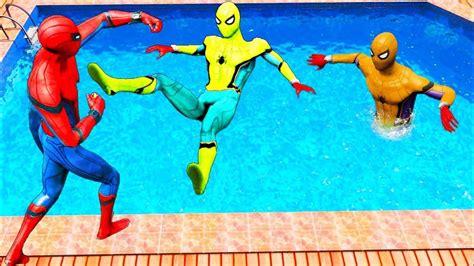 Rainbow Spiderman Water Pool Jumps Ragdolls Spiderman Water Fails