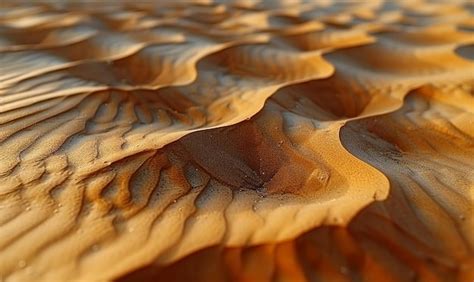 Closeup Of Windsculpted Patterns In The Desert Sand Premium Ai