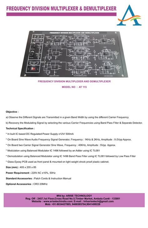 Frequency Division Multiplexer And Demultiplexer For Educational At