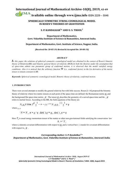 pdf spherically symmetric string cosmological model in rosen s theories of gravitation