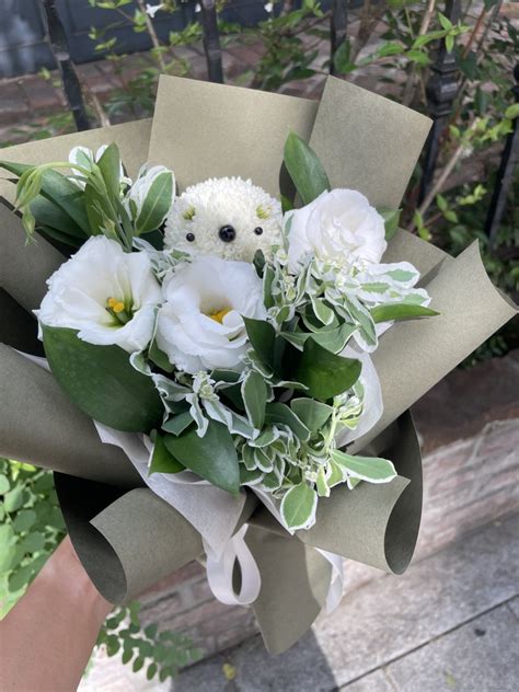 홍대꽃집 화이트 곰돌이꽃다발 네이버 블로그