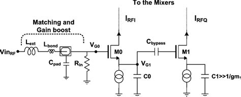 lna input matching and quadrature generation through capacitive