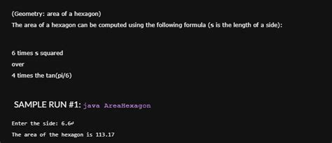 Solved Geometry Area Of A Hexagon The Area Of A Hexagon Chegg