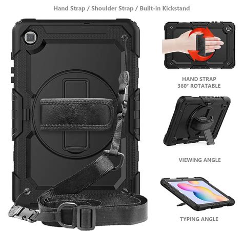 Sdtek Case For Samsung Galaxy Tab S Lite Rugged Cover Stand Handle Screen Protector Black