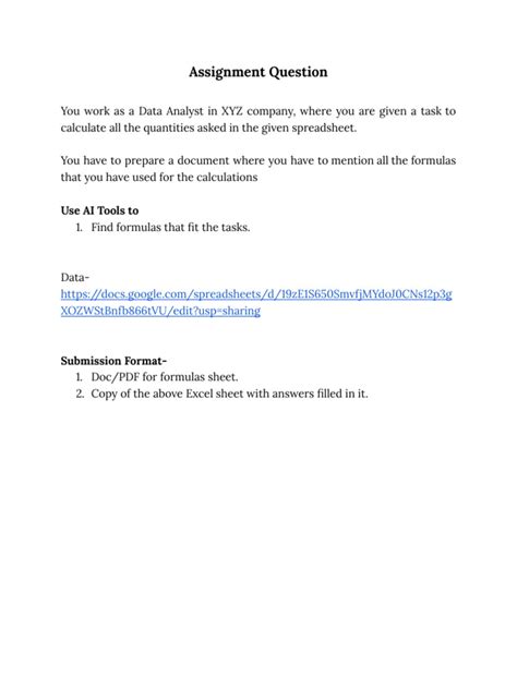Excel Assignment 1 Pdf