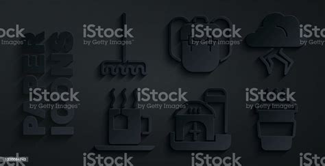 세트 팜 하우스 스톰 티백과 차 한 잔 커피 컵 이동 학교 배낭과 정원 레이크 아이콘 벡터 3차원 형태에 대한 스톡 벡터 아트 및 기타 이미지 Istock