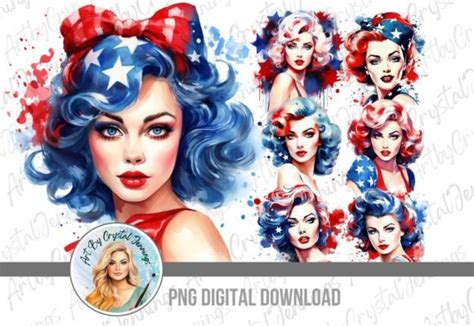 Patriotic American Pin Up Girl Design Graphic By Artbycrystaljennings
