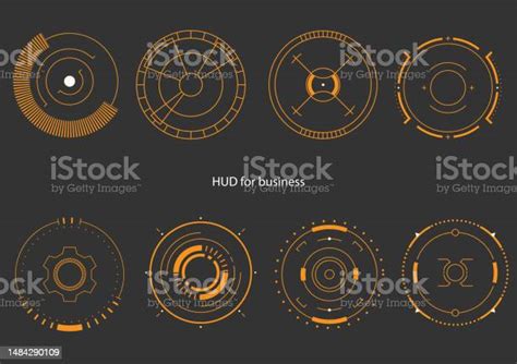 Hud Ui For Business Set Futuristic User Interface Stock Vector Hud Round Frames Aim Control