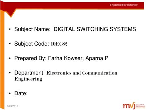 Ppt Subject Name Digital Switching Systems Subject Code 10ec82
