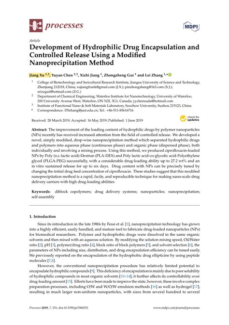 Pdf Development Of Hydrophilic Drug Encapsulation And Controlled Release Using A Modified
