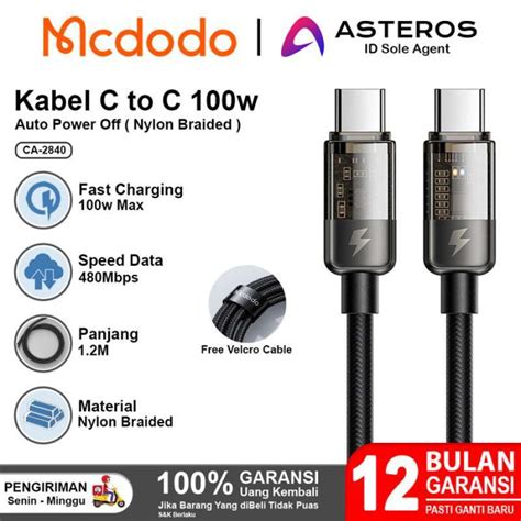 Promo Mcdodo Kabel Data Pd Type C To Type C Fast Charging Auto Off 5a