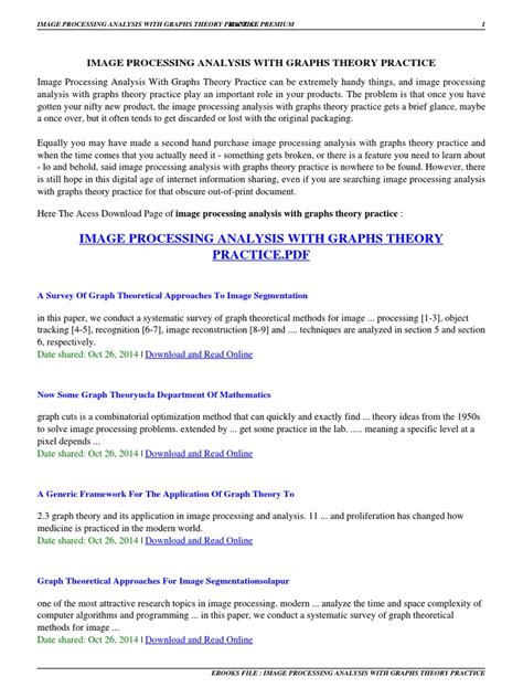 image processing analysis with graphs theory practice image