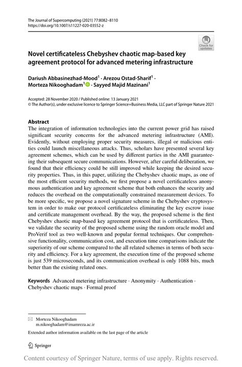 Novel Certificateless Chebyshev Chaotic Map Based Key Agreement Protocol For Advanced Metering