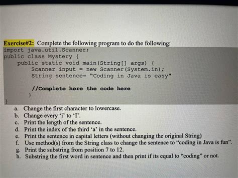 Solved Exercise Complete The Following Program To Do The Chegg