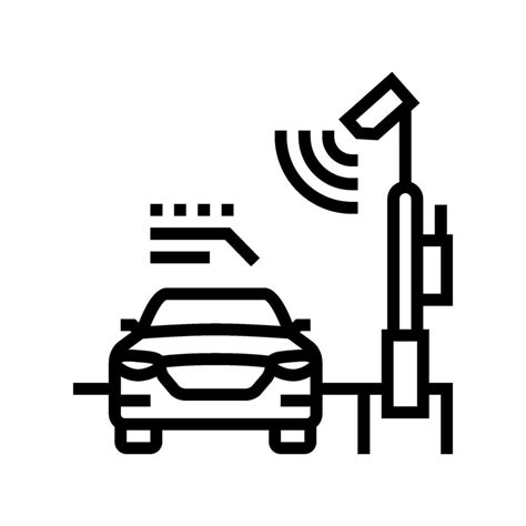 Highway With Sensors Autonomous Vehicle Line Icon Illustration 53767648