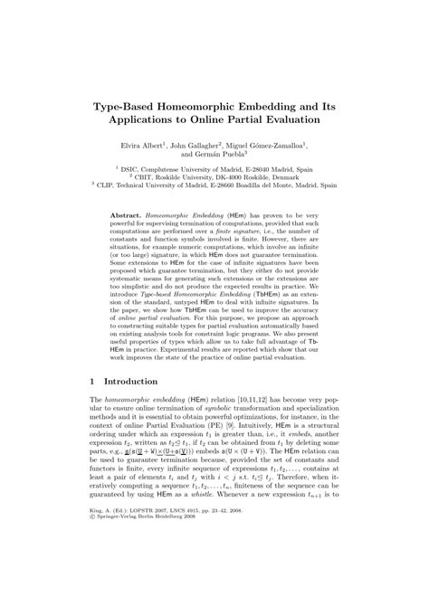 Pdf Type Based Homeomorphic Embedding And Its Applications To Online