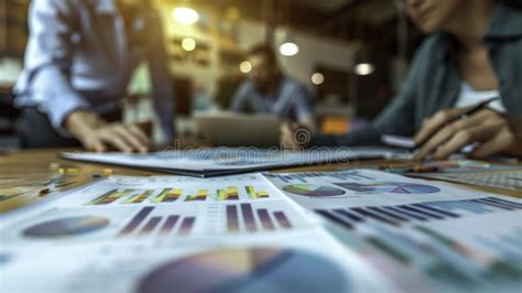 Business Professionals Analyze Graphs And Charts At A Meeting Table Focusing On Datadriven
