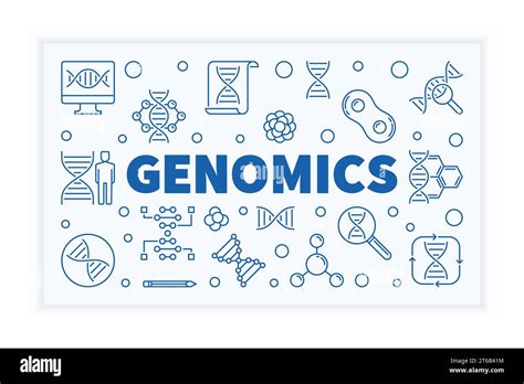 Genomics Vector Horizontal Concept Science Banner In Outline Style Stock Vector Image And Art Alamy