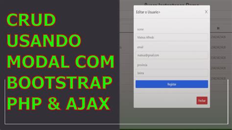 Sistema De Cadastro Usando Modal Com Php E Ajax E Bootstrap 4 Editar