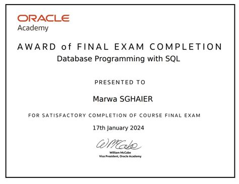 Completed Database Programming With Sql Certificate Marwa Sghaier Posted On The Topic Linkedin