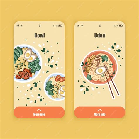 Premium Vector Set Of Ui Ux Screens For Mobile App About Food Delivery Asian Food Online Shop