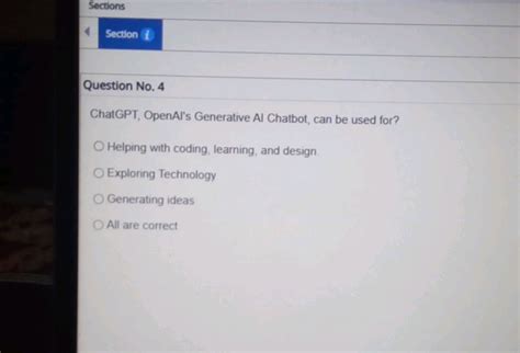 Sections Section Question No ChatGPT StudyX
