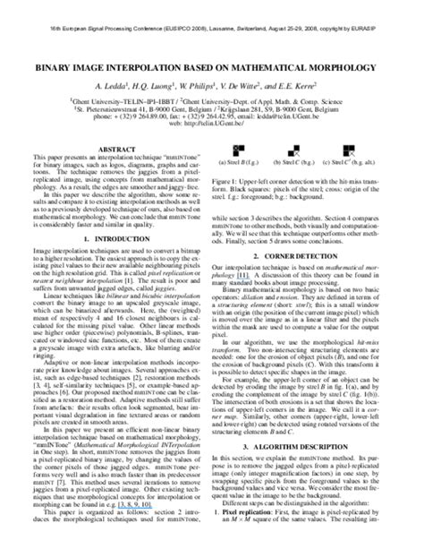 Pdf Binary Image Interpolation Based On Mathematical Morphology
