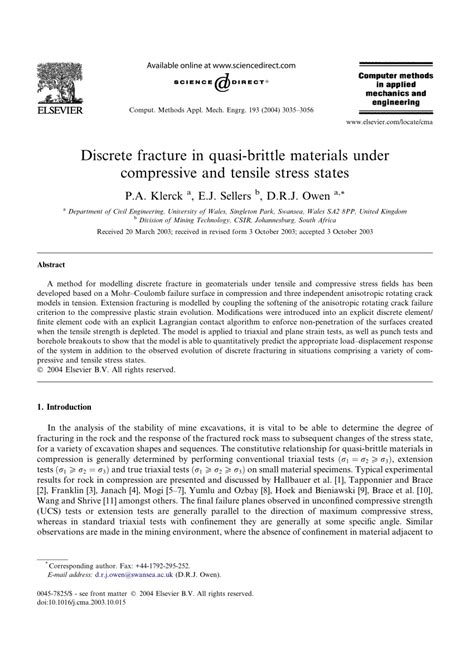 Pdf Discrete Fracture In Quasi Brittle Materials Under Compressive