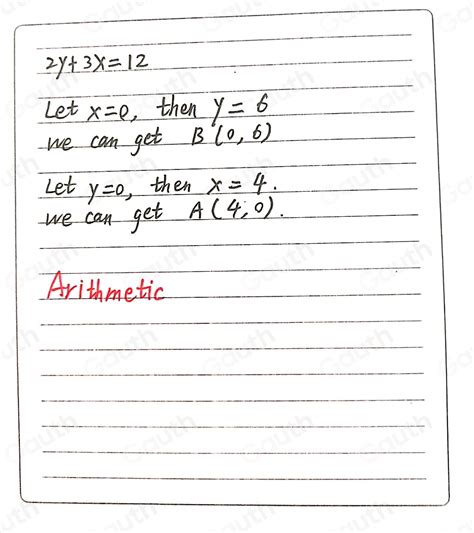 Solved 2 The Line 2y 3x 12 Cuts The X Axis And The Y Axis At Respectively State Coordinates