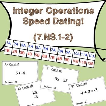 Integer Operations Speed Dating NS By Out Of The Mill TPT