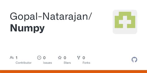 GitHub Gopal Natarajan Numpy
