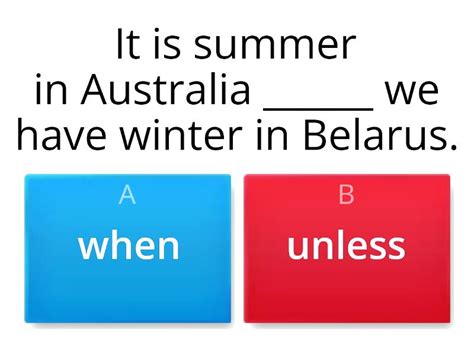 Conditionals Unless If Quiz