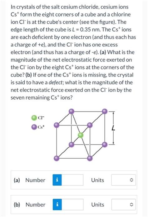 Solved In Crystals Of The Salt Cesium Chloride Cesium Ions