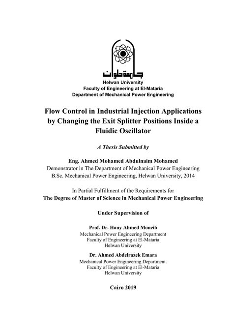 PDF Flow Control In Industrial Injection Applications By Changing The Exit Splitter Positions