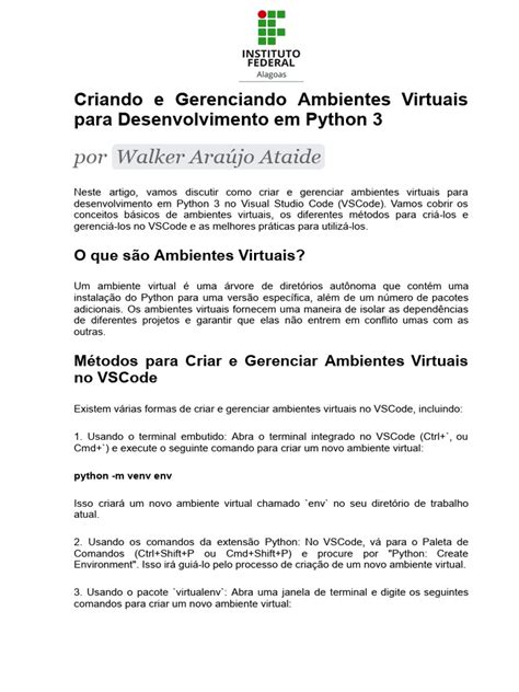 Criando E Gerenciando Ambientes Virtuais Para Desenvolvimento Em Python