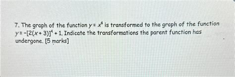 Solved The Graph Of The Function Y X Is Transformed To The Chegg Com