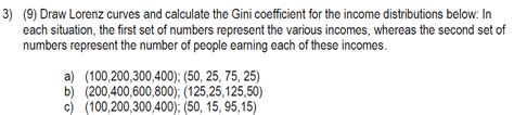 Solved Draw Lorenz Curves And Calculate The Gini Chegg