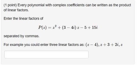 Solved Point Every Polynomial With Complex Coefficients Chegg