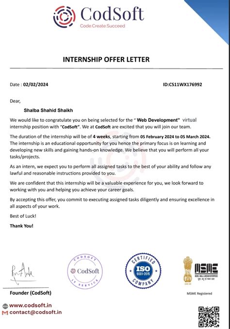 Shalba Shaikh On Linkedin Internship Tech Codsoft Webdevelopment