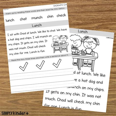 Reading Fluency And Comprehension Passages Digraph Ch Simply Kinder Printable Membership