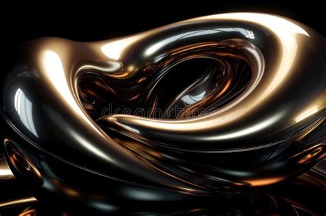 Abstract 3d Render Glossy Reflective Metallic Organic Curve Wave In Motion Ai Generated