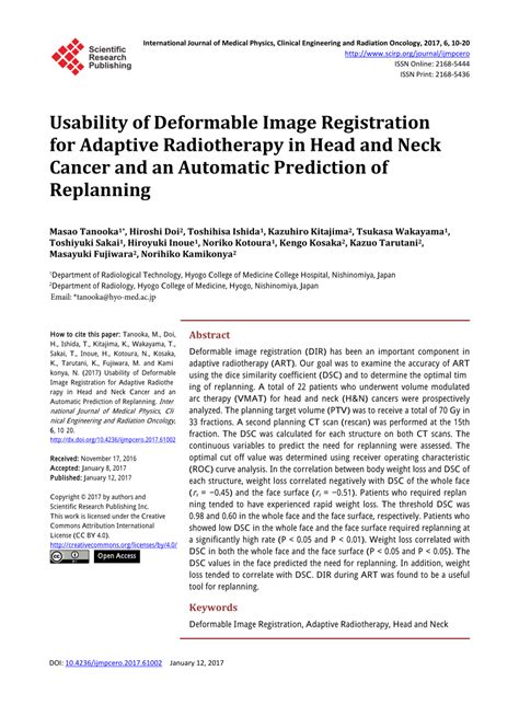 Pdf Usability Of Deformable Image Registration For Adaptive