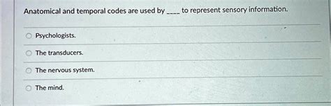 Anatomical And Temporal Codes Are Used By To Represent Sensory Information Psychologists The