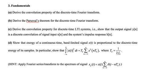 solved 3 fundamentals a derive the convolution property