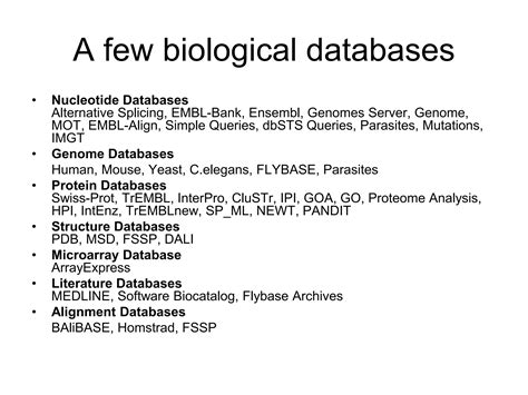 1databases For Bioinformatics And Its Types Ppt