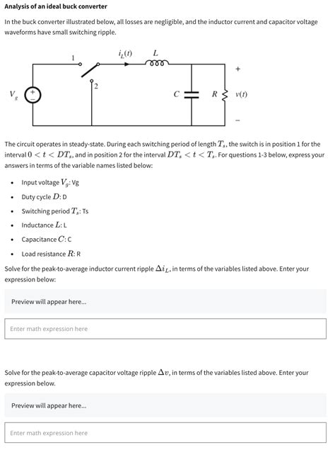 [solved] analysis of an ideal buck converter in the buck converter