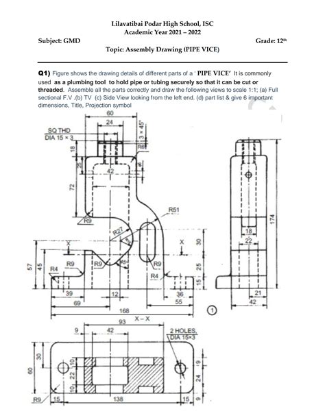 Solution Gmd Std 12 Assembly Drawing Pipe Vice Docx Studypool