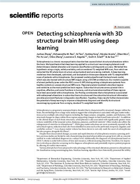 Pdf Detecting Schizophrenia With 3d Structural Brain Mri Using Deep Learning
